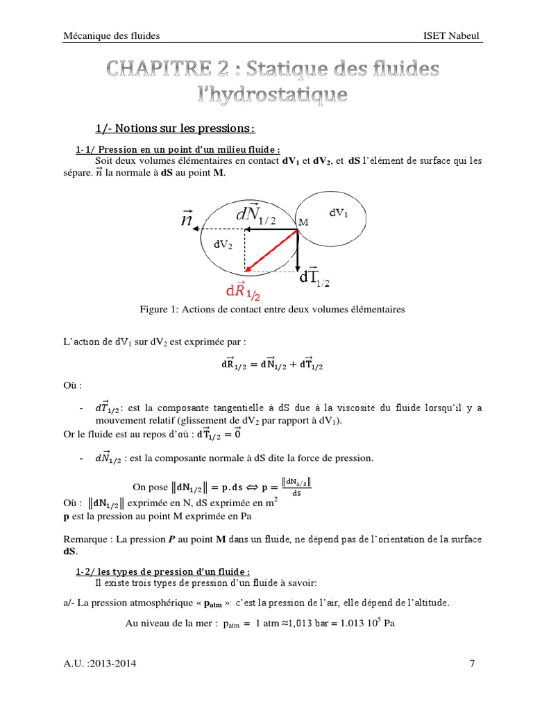 Statique des fluides : Concepts clés | PDF | Pression | Dynamique ...