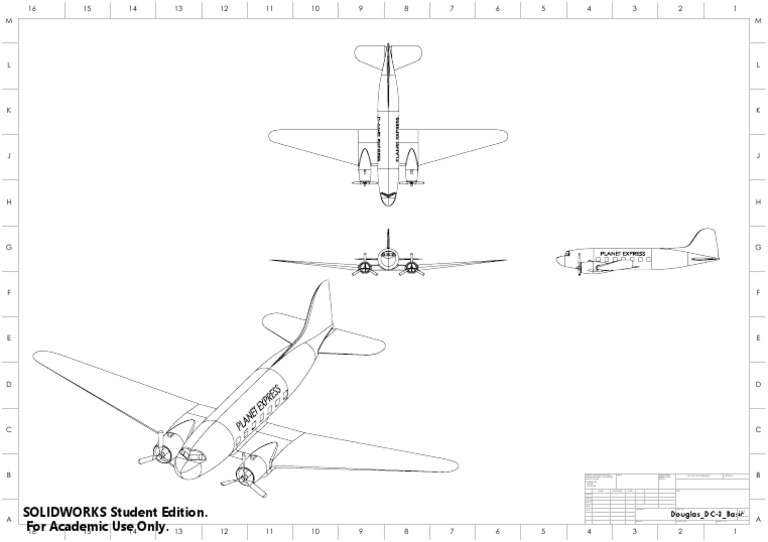 Douglas DC-3 Technical Drawing | PDF