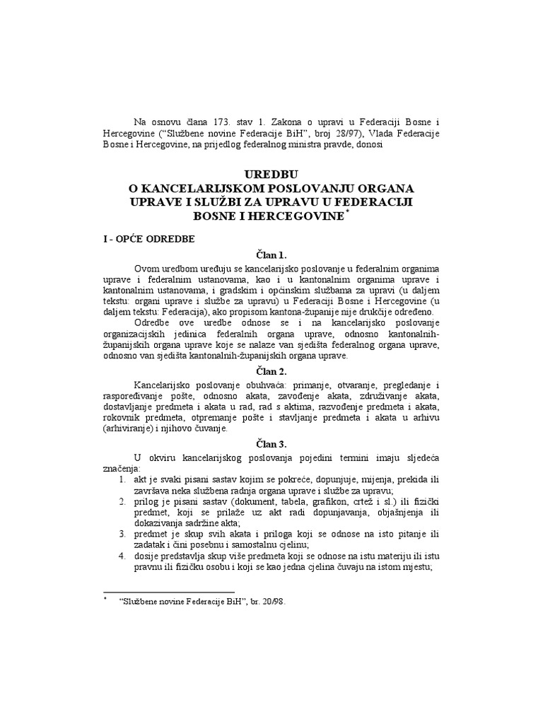 06 A Uredba o Kancelarijskom Poslovanju | PDF