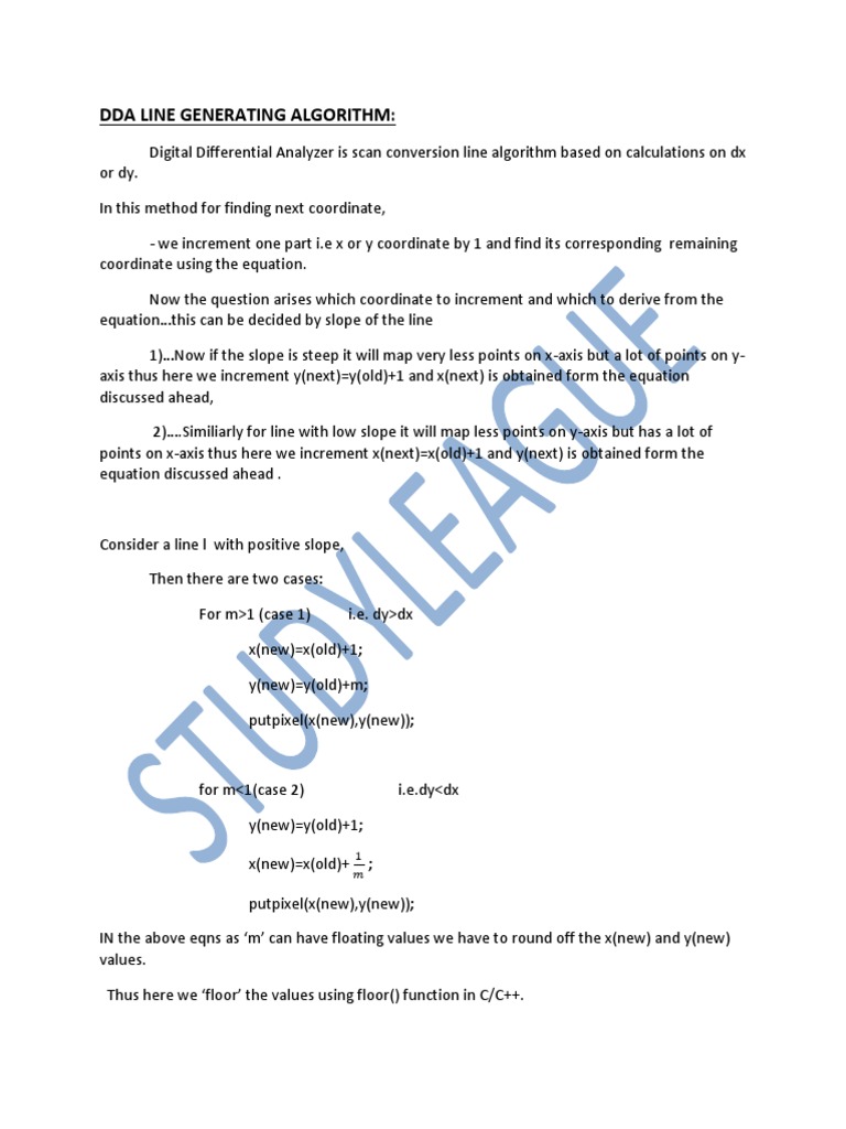 DDA Line Drawing Algorithm | PDF