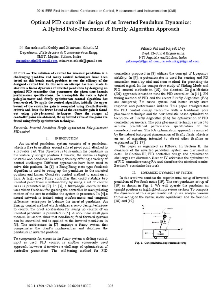 Optimal PID Controller Design of An Inverted Pendulum Dynamics A Hybrid Pole-Placement and ...