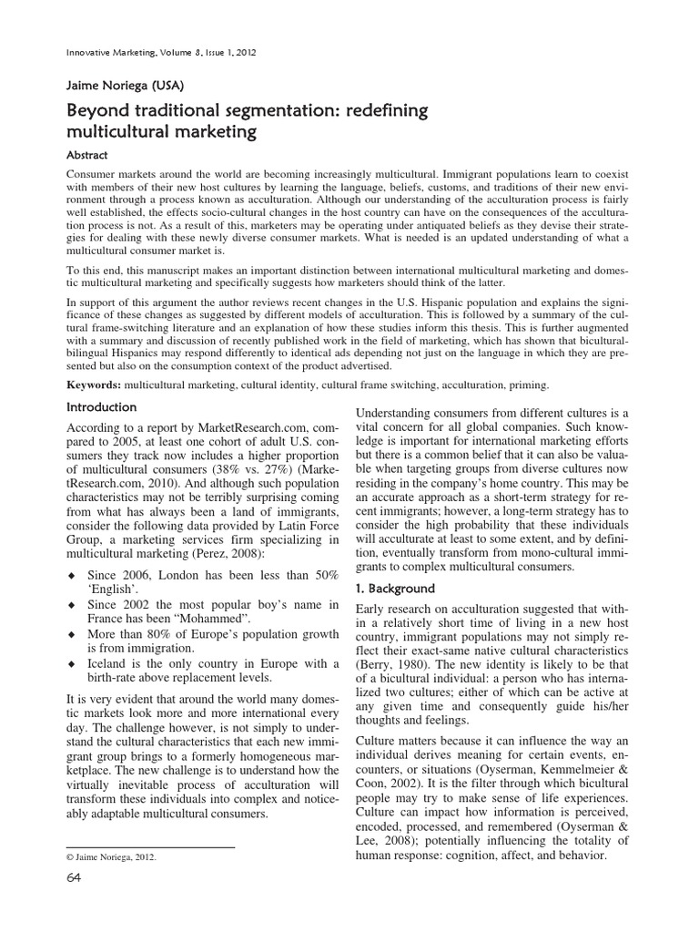 Beyond Traditional Segmentation - Redefining Multicultural Marketing ...