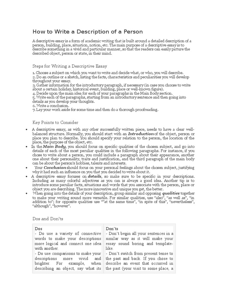 Tips To Write A Description | PDF | Essays | Paragraph