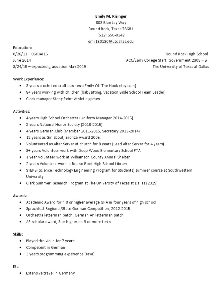 Emily Risinger Resume | PDF | Wellness