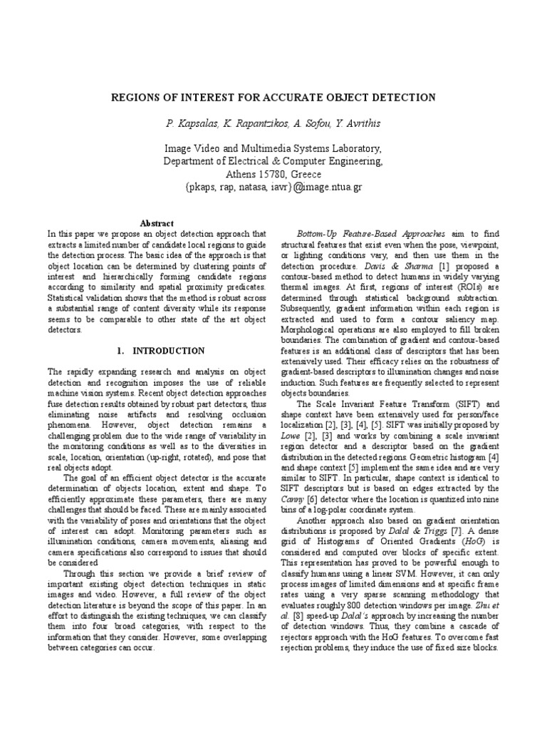 Regions of Interest For Accurate Object Detection | PDF | Cluster ...