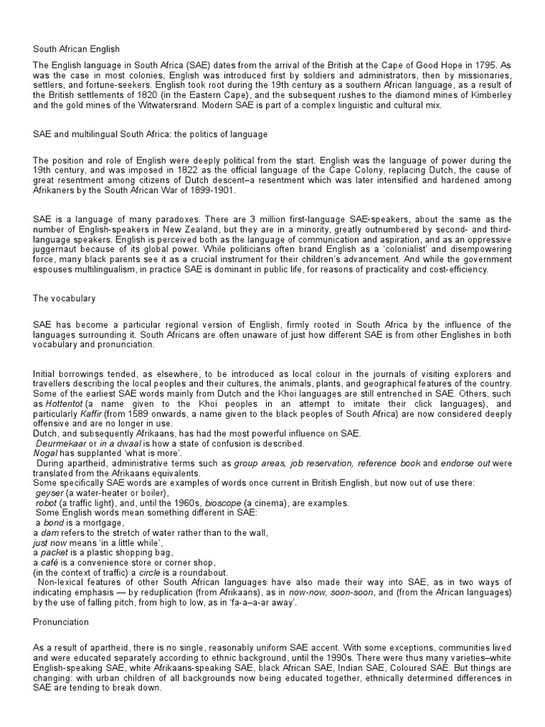 South African English | PDF | English Language | Apartheid