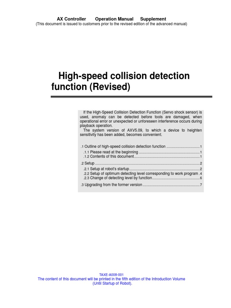 NACHI ROBOT HighSPDCollisionDetection | PDF | Sensitivity And ...