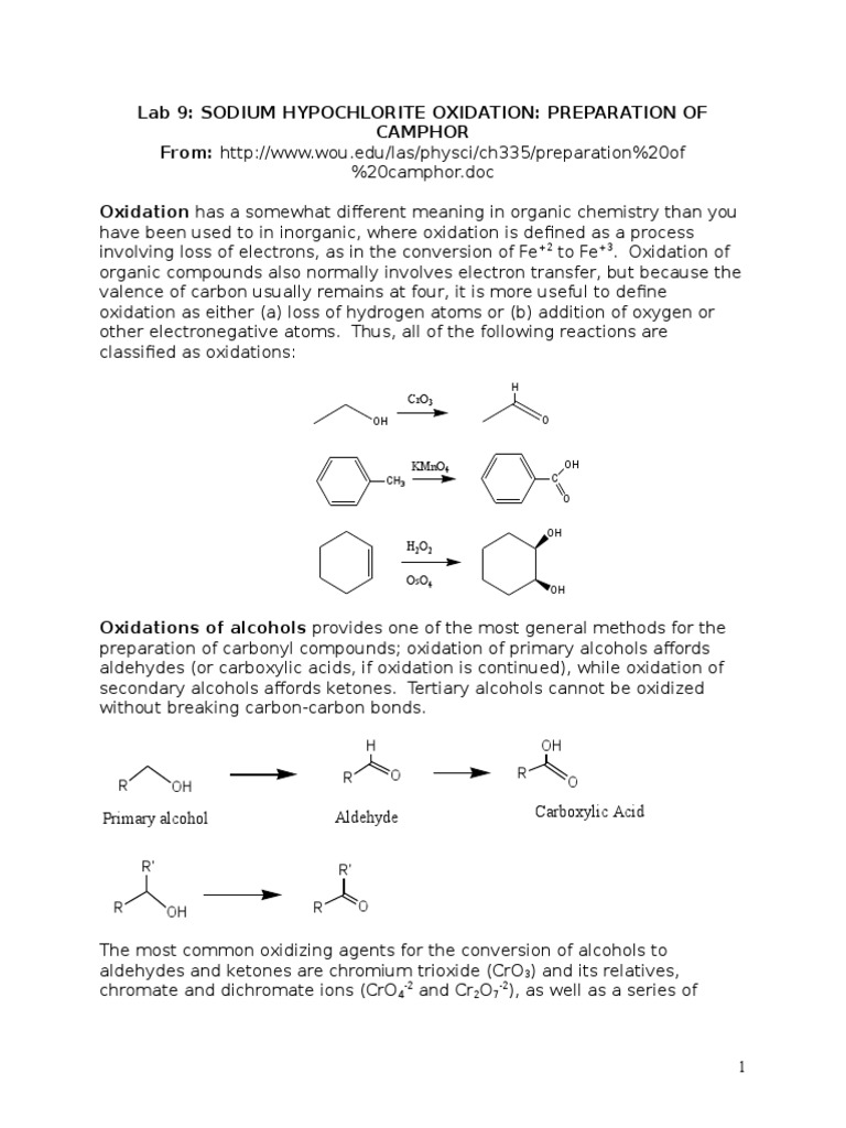 NaOCl Oxidation Camphor | PDF | Aldehyde | Alcohol