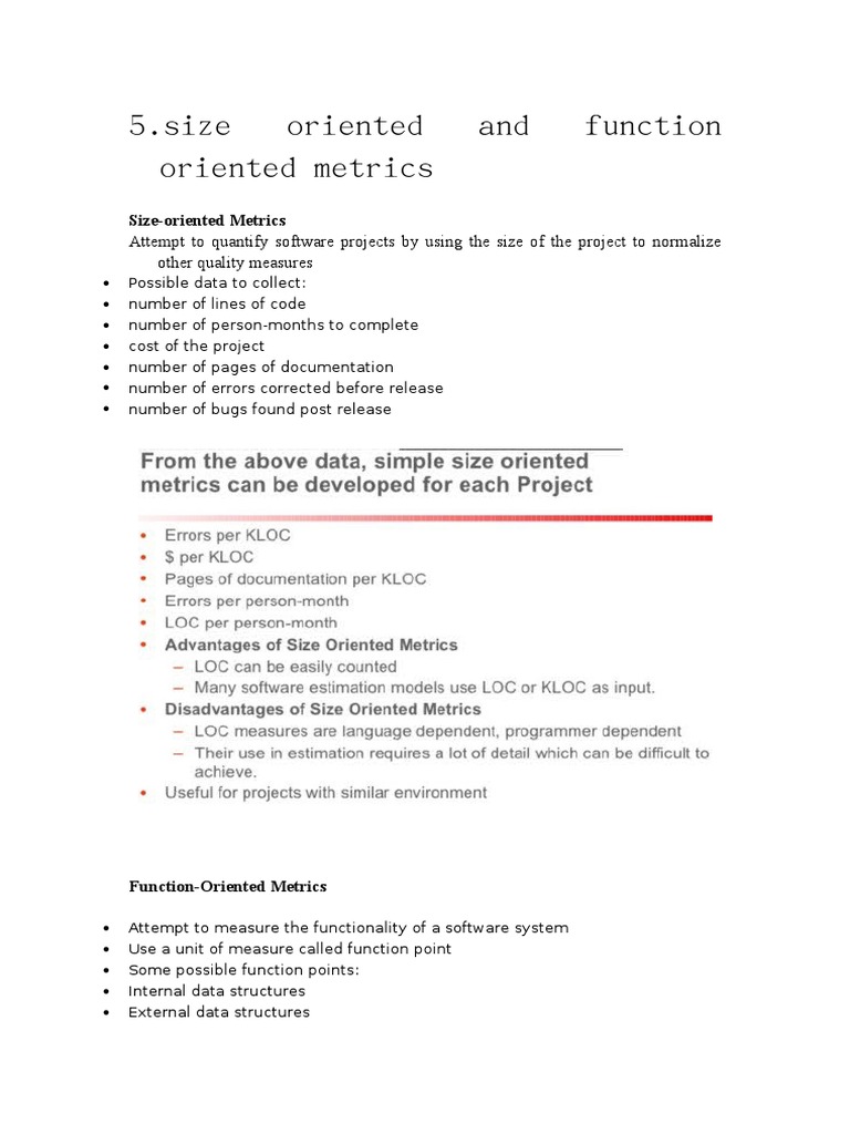5 size Oriented And Function Oriented Metrics PDF Software
