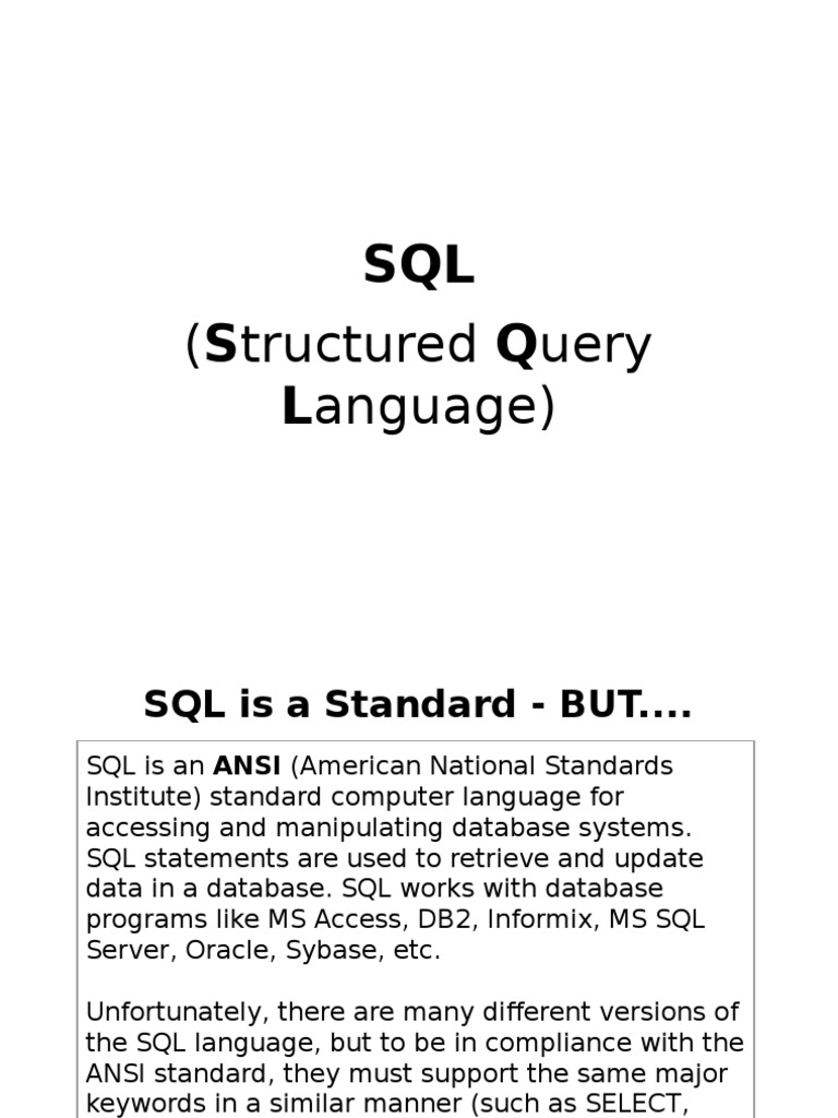 SQL Language) : (Structured Query | PDF | Sql | Table (Database)