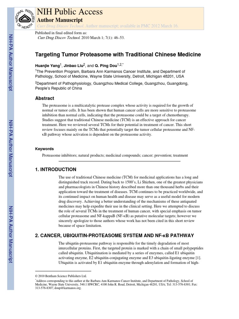 Anti Cancer Constituents Lei Gong Teng Etc | PDF | Proteasome | Nf κb