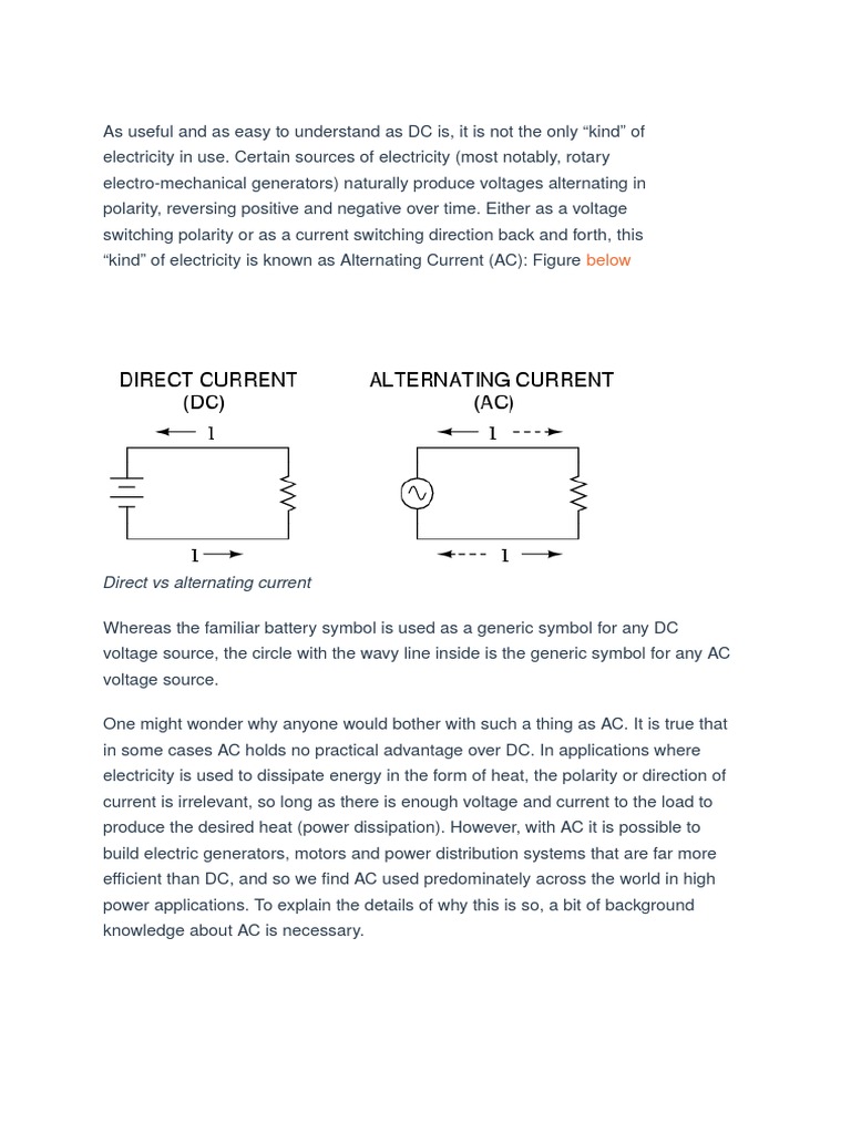 Direct Vs Alternating Current: Below | PDF | Electric Generator ...