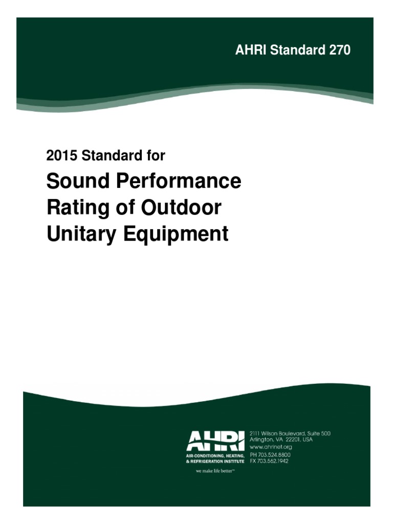 AHRI Standard 270 2015 | Hvac | Heat Pump