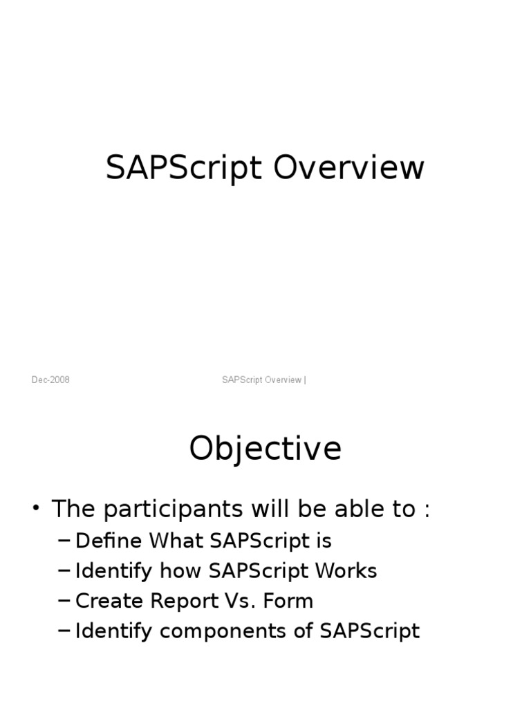 Dec-2008 Sapscript Overview | PDF | Page Layout | Printer (Computing)