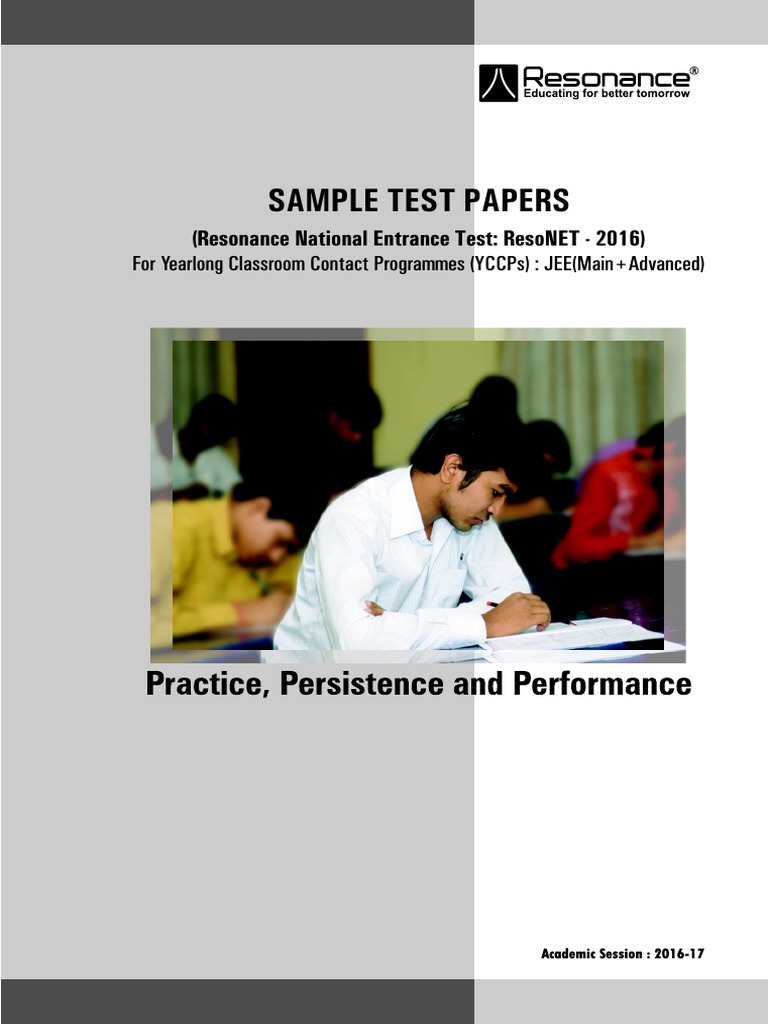 Jee Adv Sample TestPaper ResoNET-2016 | PDF | Alkene | Matrix (Mathematics)