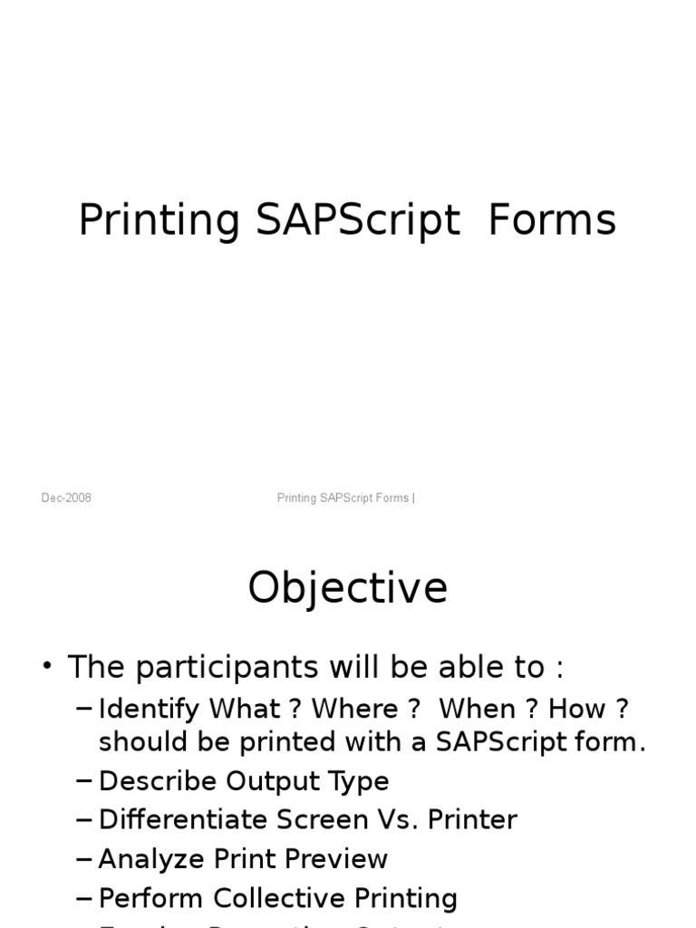 Dec-2008 Printing Sapscript Forms | Download Free PDF | Printing | Electronic Data Interchange