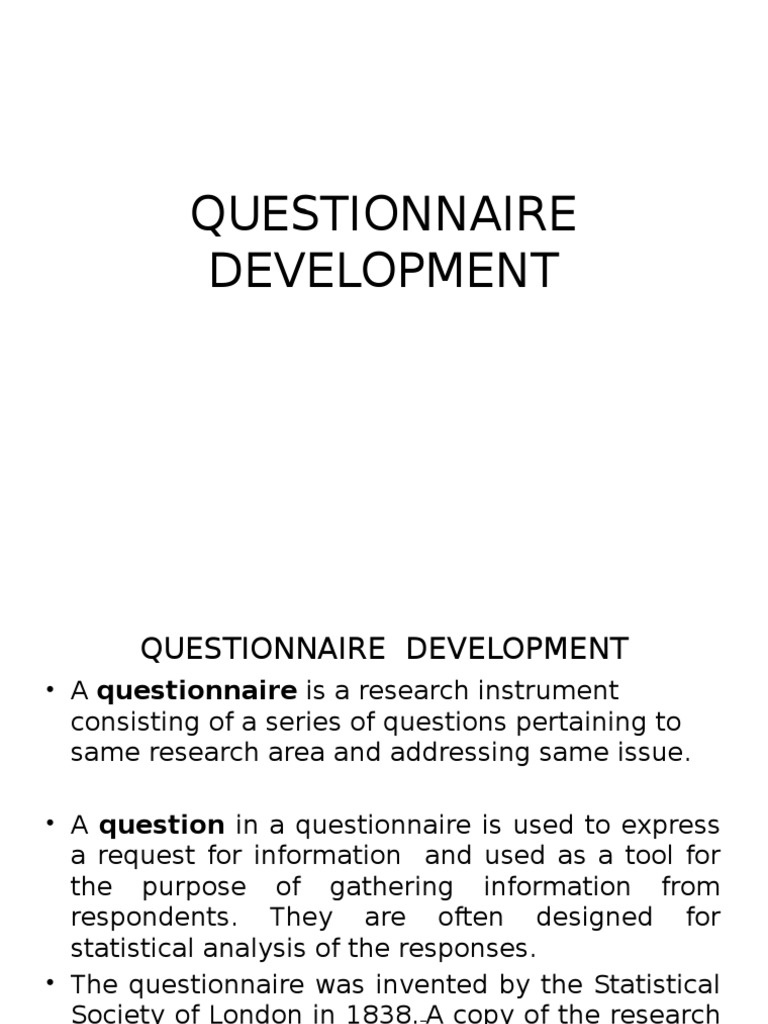 Questionnaire Development | PDF | Questionnaire | Question