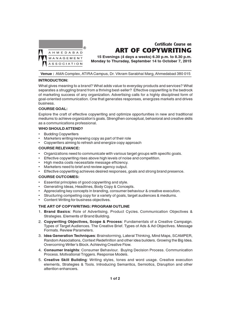 Art of Copywriting | PDF | Target Audience | Copywriting
