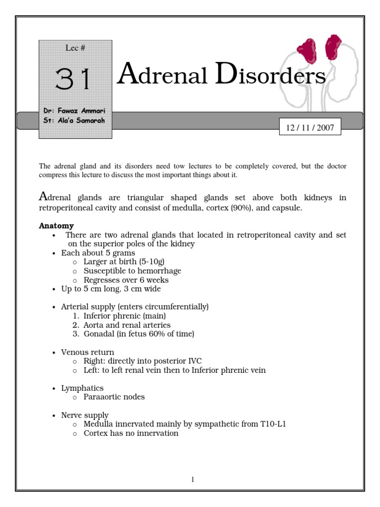 Adrenal Disorders Pdf Adrenal Gland Angiotensin