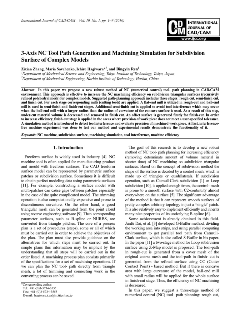 3-Axis NC Tool Path Generation and Machining Simulation For Subdivision ...