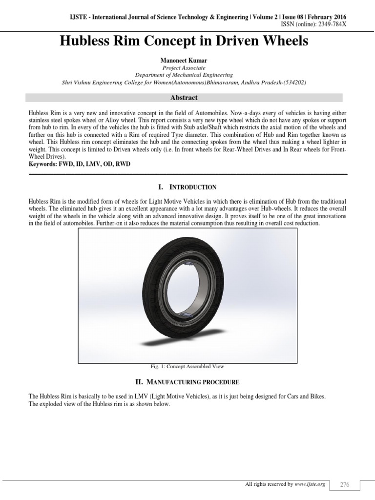 Hubless Rim Concept in Driven Wheels | PDF | Axle | Wheel