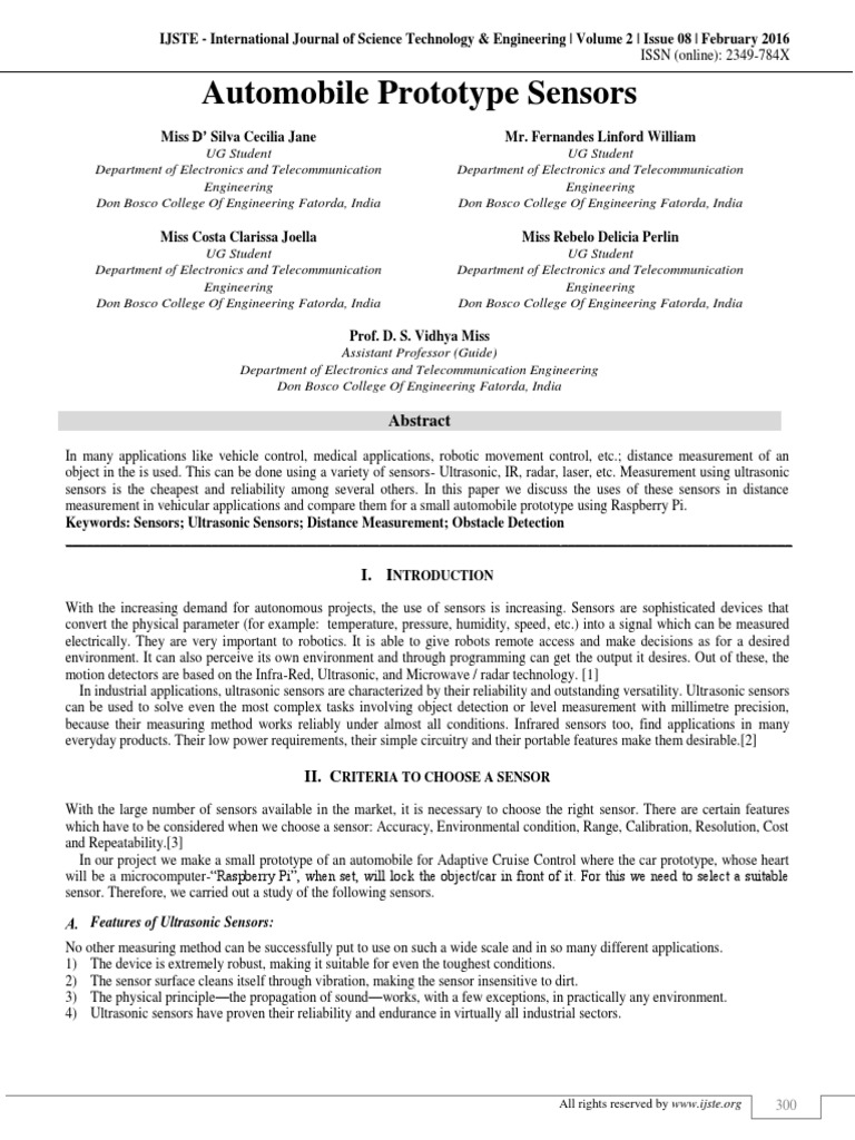 Automobile Prototype Sensors | PDF | Ultrasound | Infrared