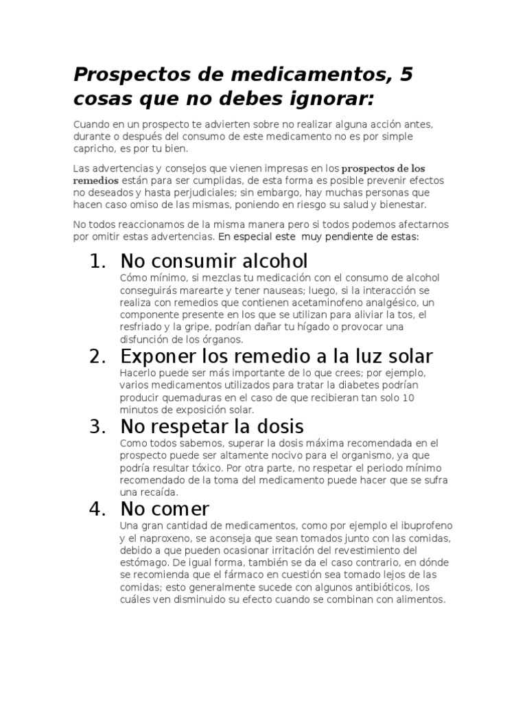 Advertencias Clave en Prospectos Médicos | PDF