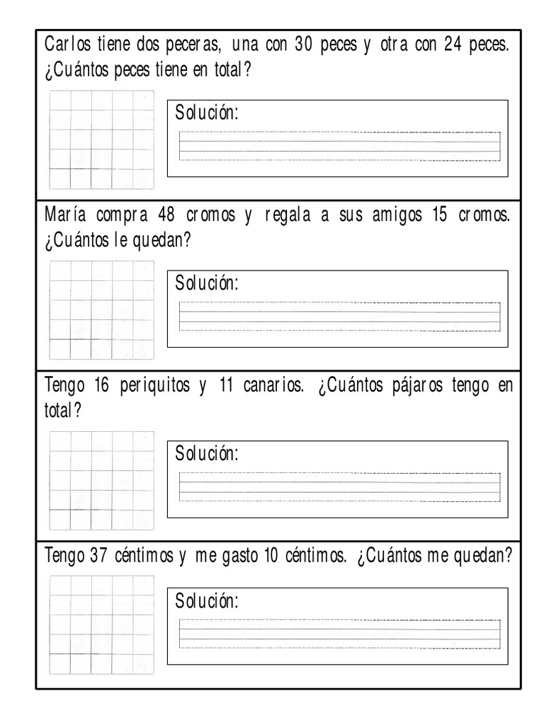 Problemas Restas Sin Llevada 2º Primaria | PDF | Ocio | Deportes