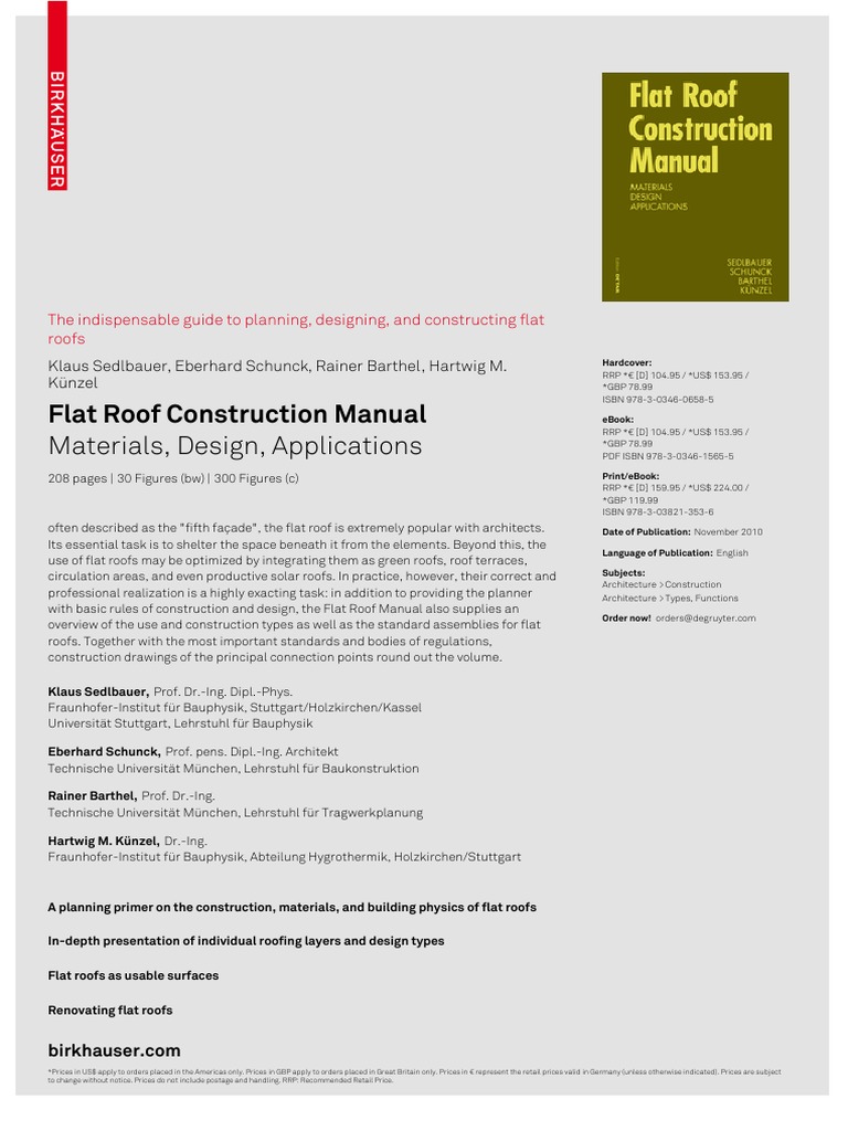 Flat Roof Construction Manual | PDF | Roof | Art Media