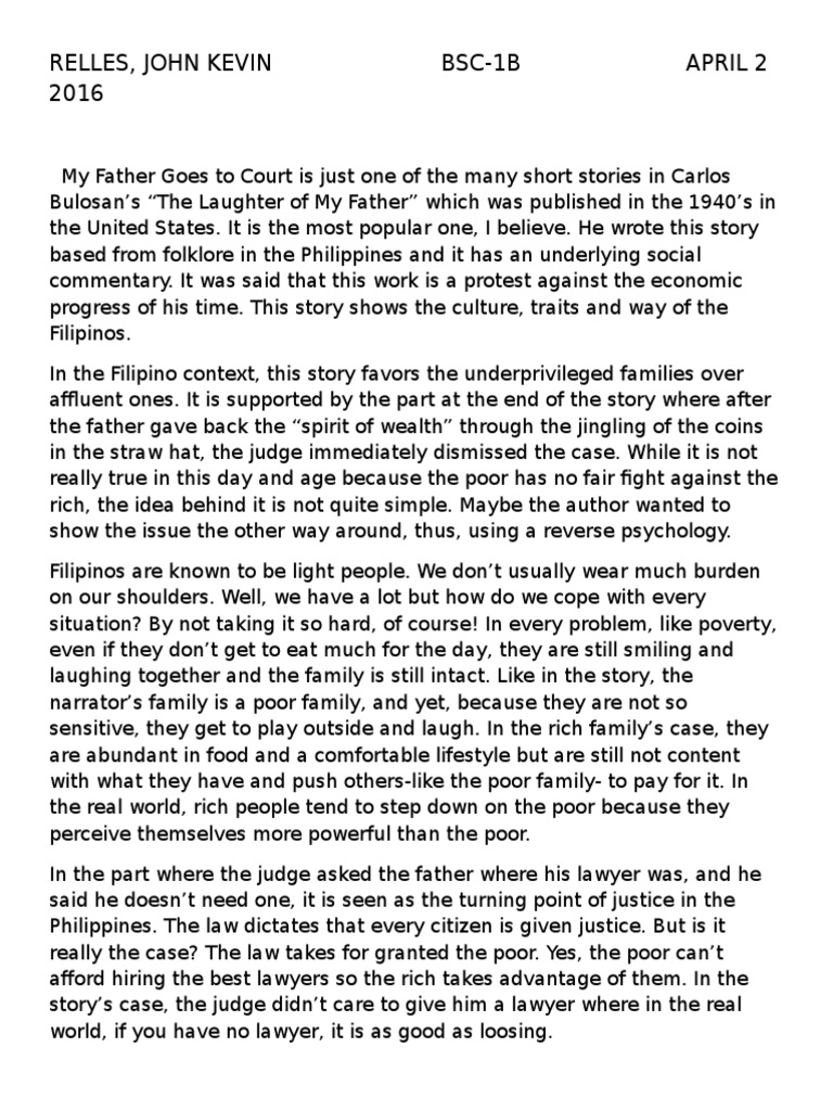 Analysis of "My Father Goes to Court" | PDF