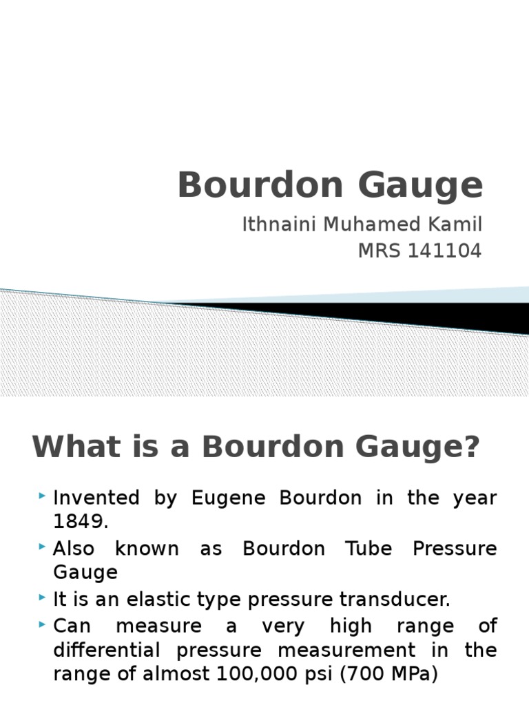 Bourdon Gauge | PDF | Pressure Measurement | Mechanical Engineering