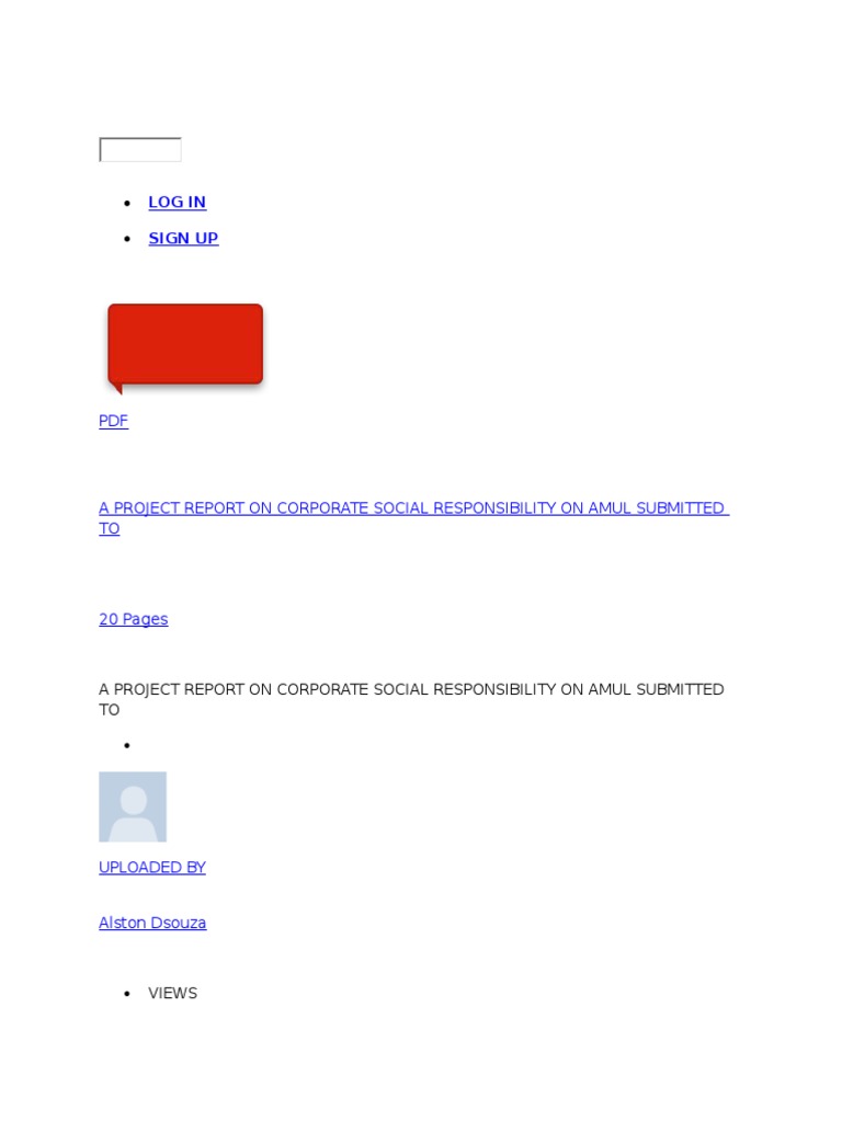 Log in Sign Up: A Project Report On Corporate Social Responsibility On ...