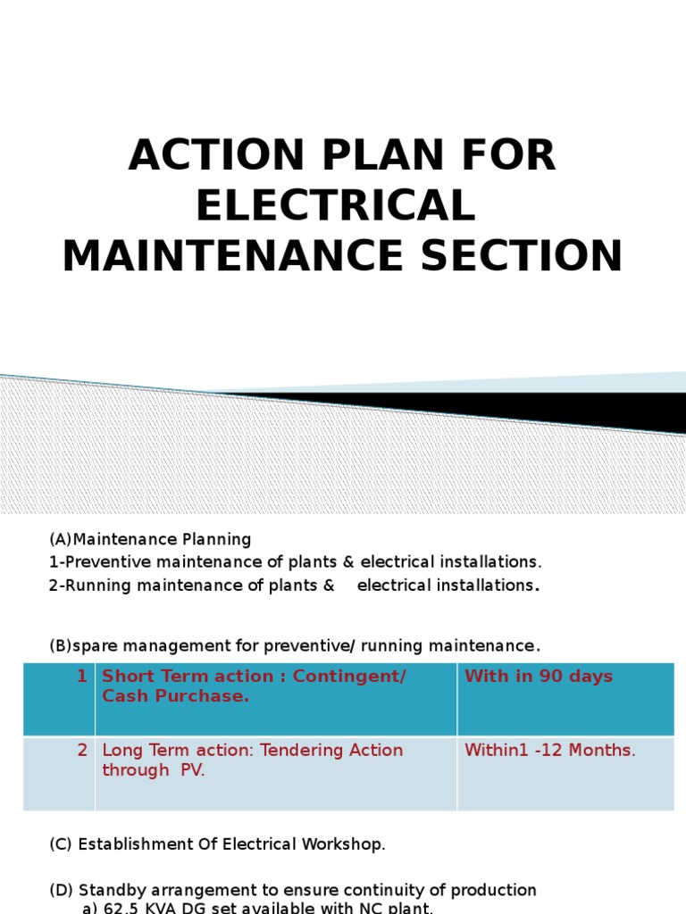 Action Plan For Electrical Maintenance Section | PDF | Instrumentation ...