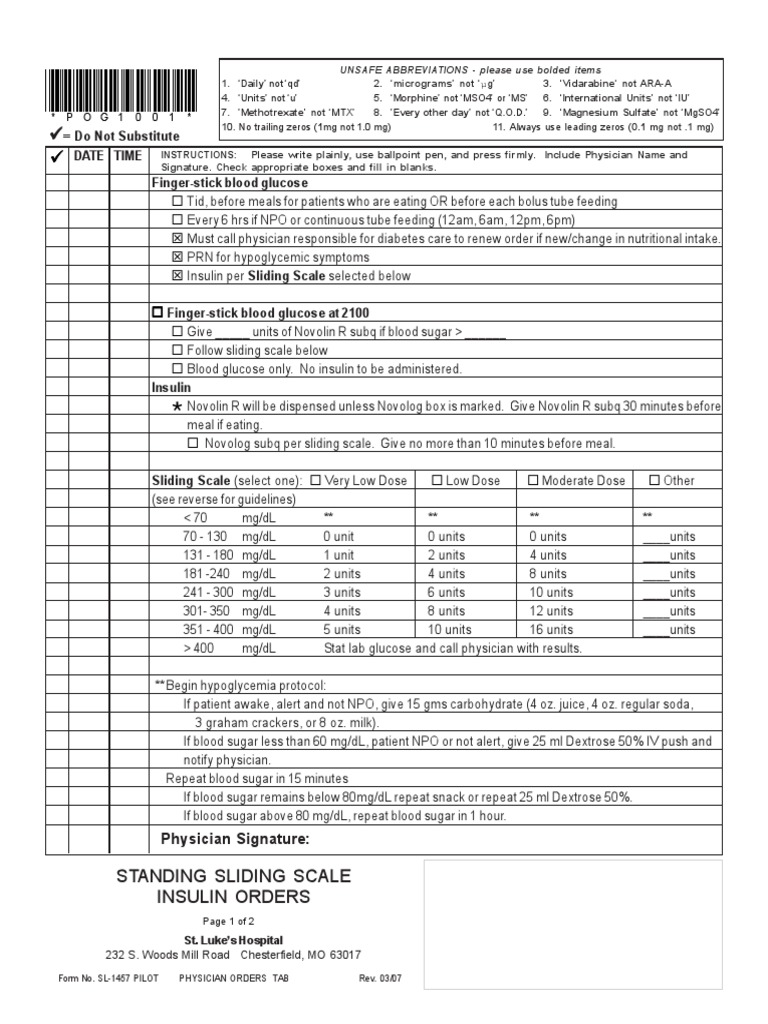 Sliding Scale Insulin | Blood Sugar | Hypoglycemia
