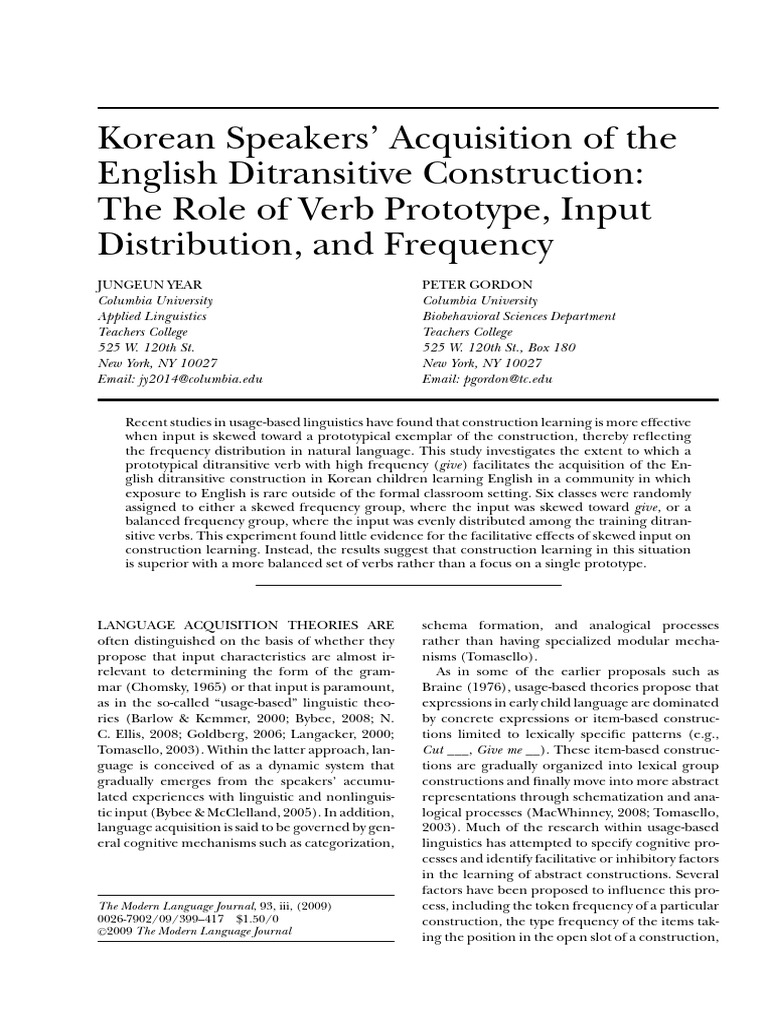 YEAR Et Al-2009-The Modern Language Journal | PDF | Michael Tomasello ...