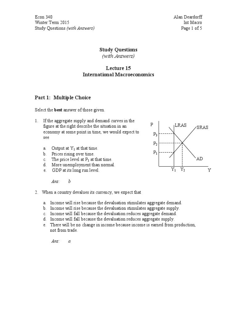 Study Questions: (With Answers) | PDF | Macroeconomics | Fixed Exchange ...