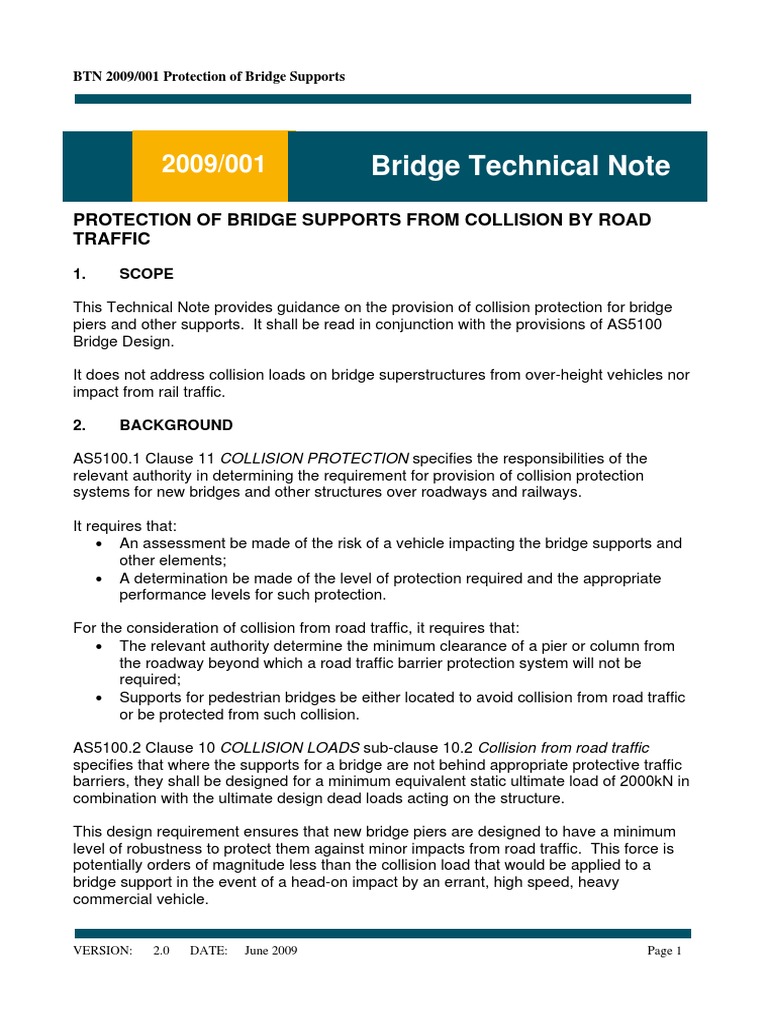 Bridge Pier Collision Protection Guidelines | PDF | Lane | Traffic