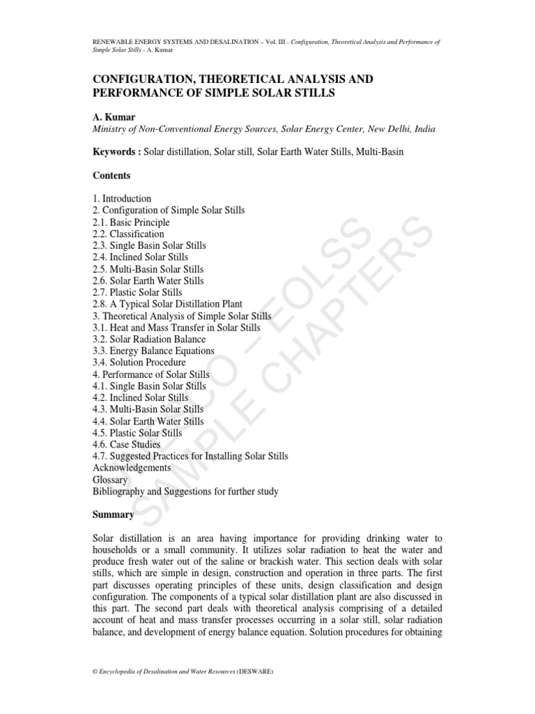 Solar Still Analysis | PDF | Desalination | Solar Energy