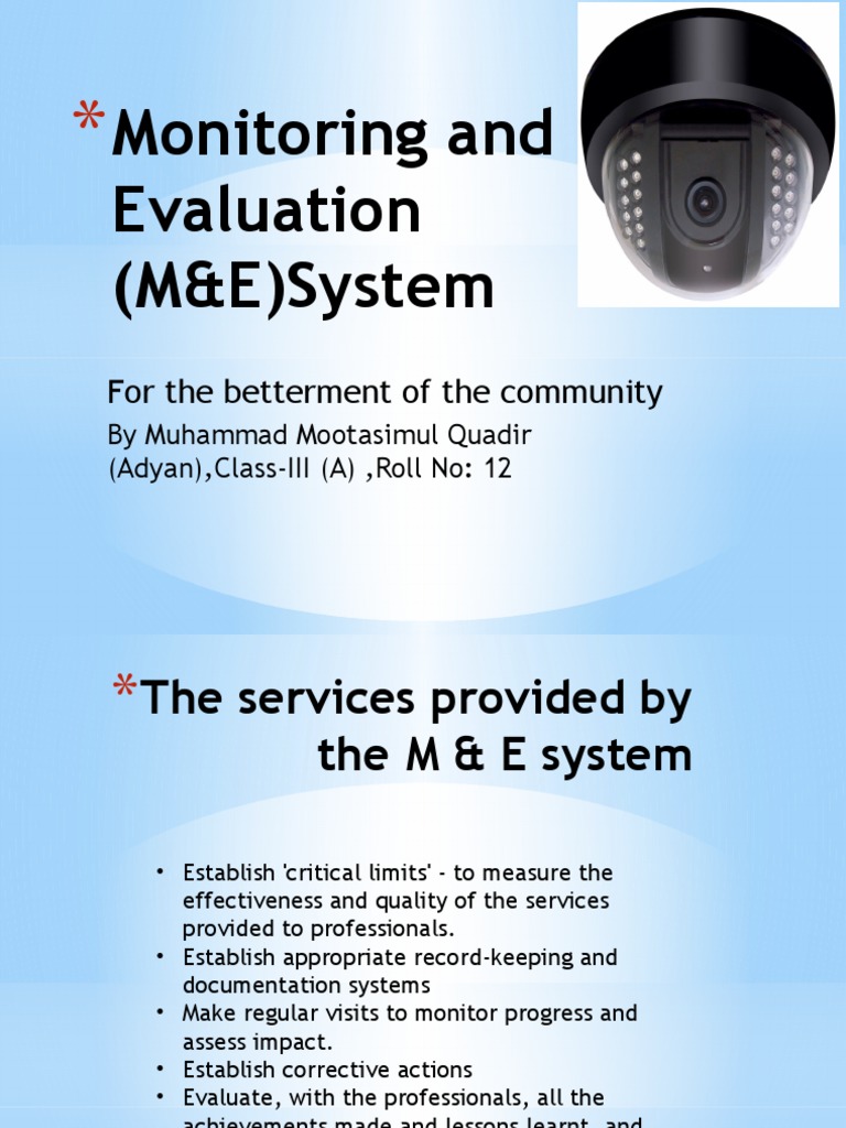 Monitoring and Evaluation (M&E) System | PDF
