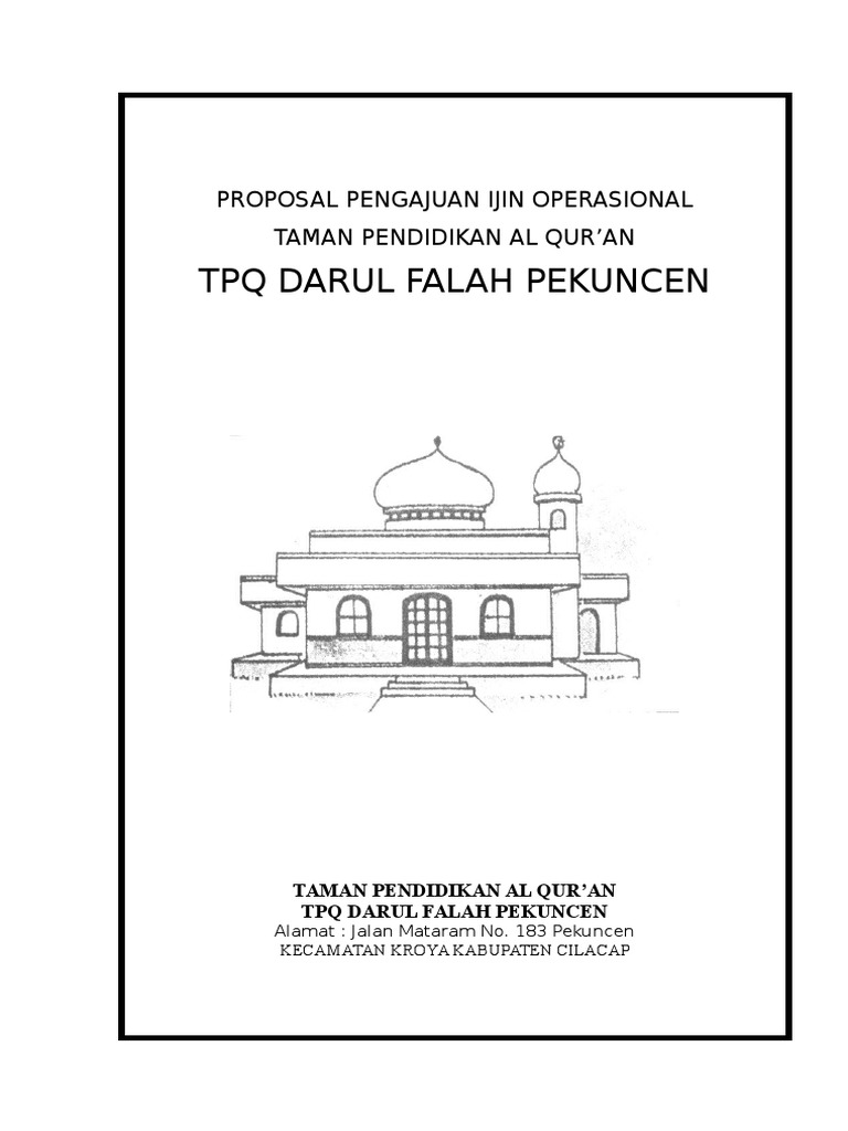 Contoh Proposal Pengajuan Ijin Operasional TPQ | PDF