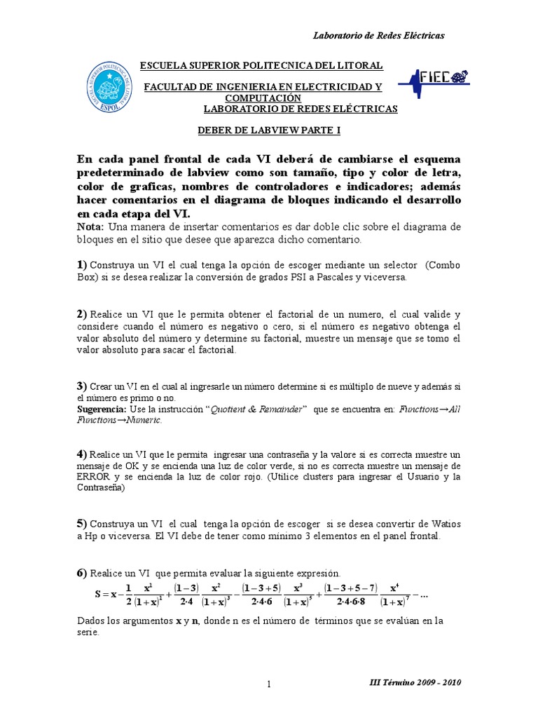 Ejercicios Propuestos de Labview Parte I | PDF | Informática y tecnología de la información