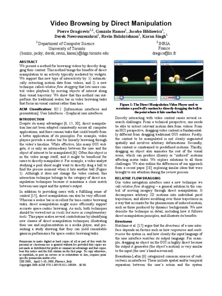 Video Browsing by Direct Manipulation | PDF | Graphical User Interfaces | Video