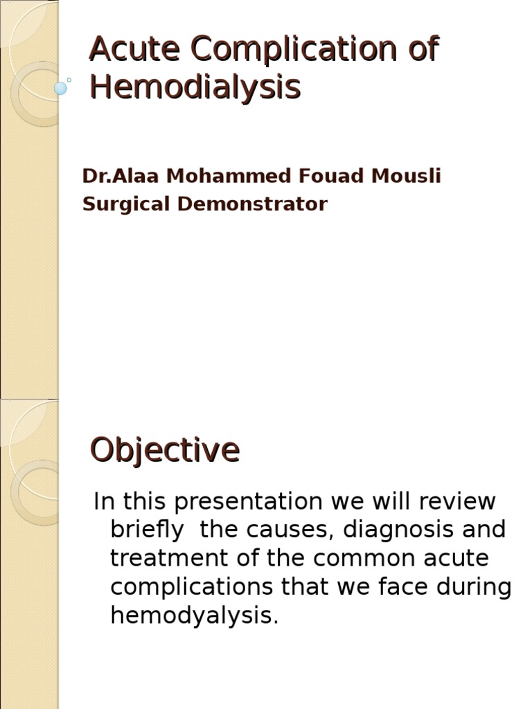 Complications of Hemodialysis | PDF | Angina Pectoris | Hemodialysis