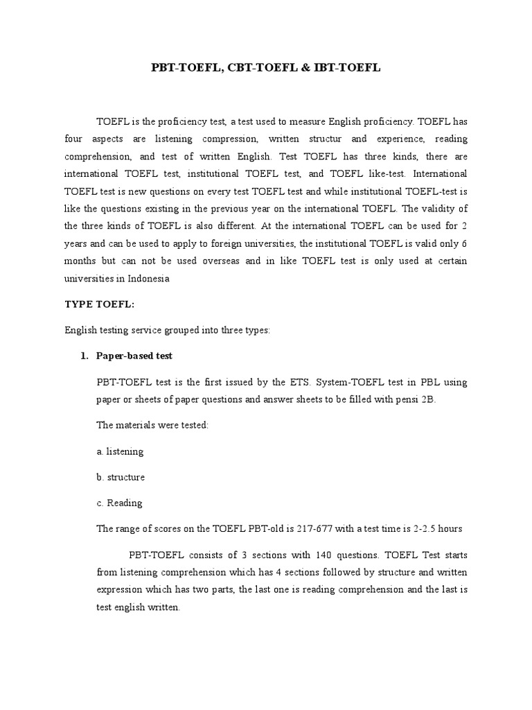 Toefl Resume | Test Of English As A Foreign Language | Test (Assessment)