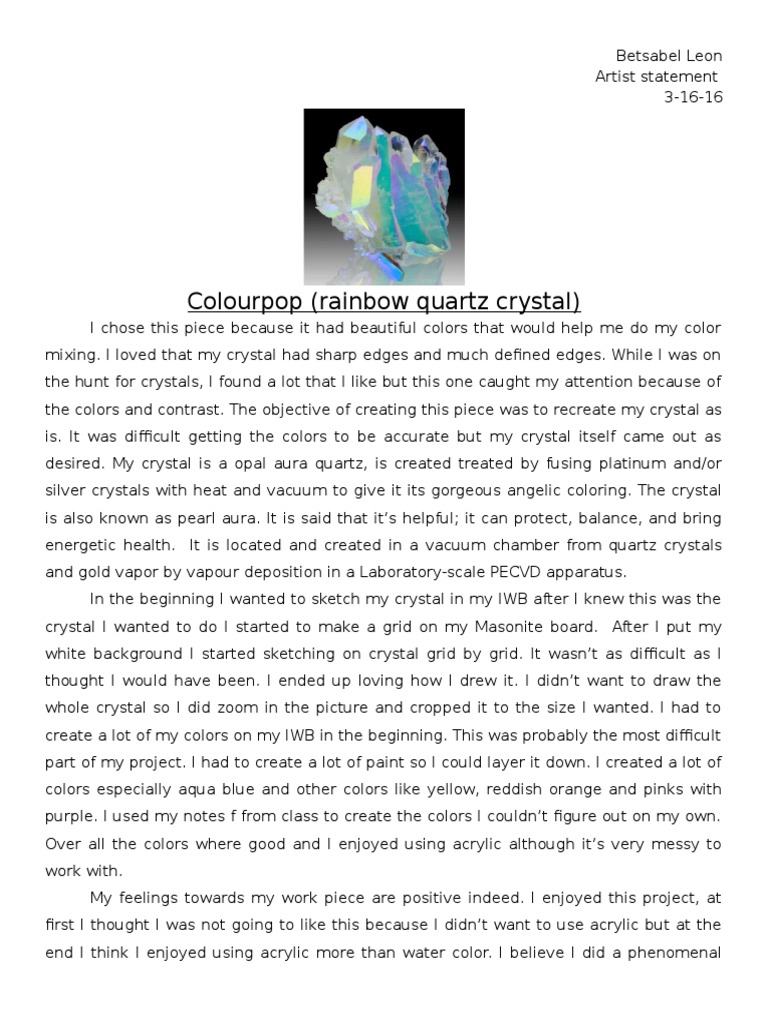 Artist Statement: Opal Aura Quartz Painting | PDF