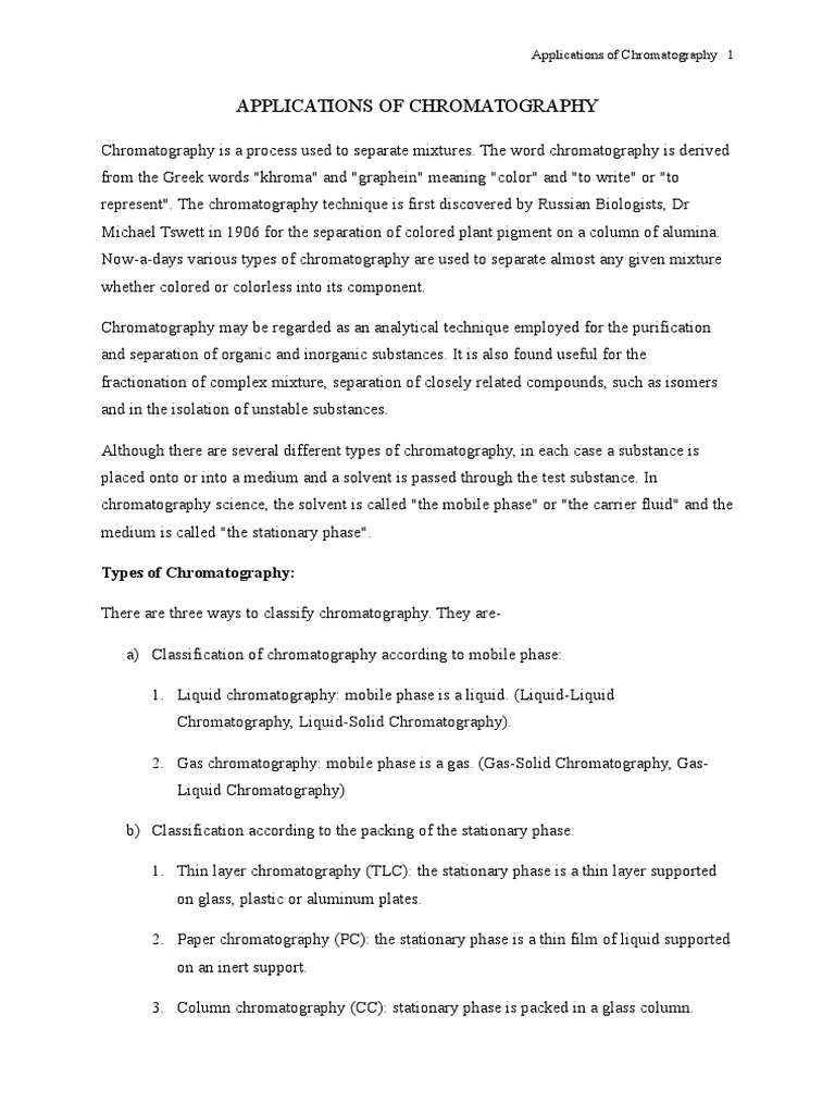 Applications of Chromatography | PDF | Chromatography | Toxicology