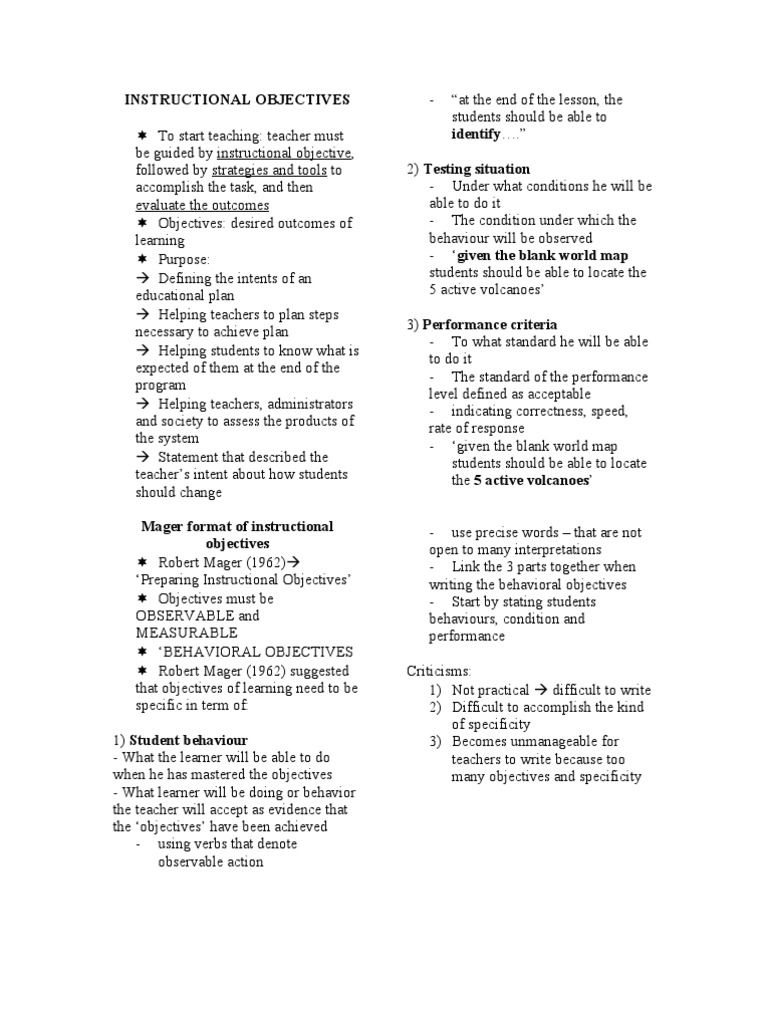 Instructional Objectives | PDF | Educational Psychology | Learning