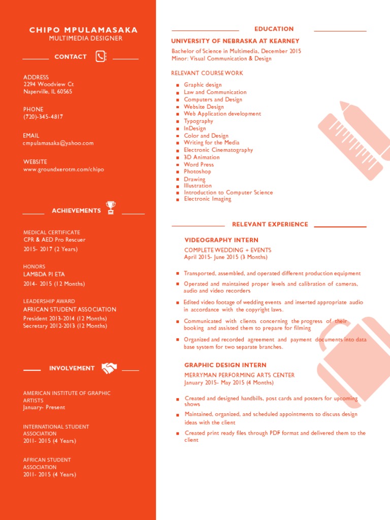 Chipo Mpulamasaka: Multimedia Designer | PDF | Graphic Design | Multimedia