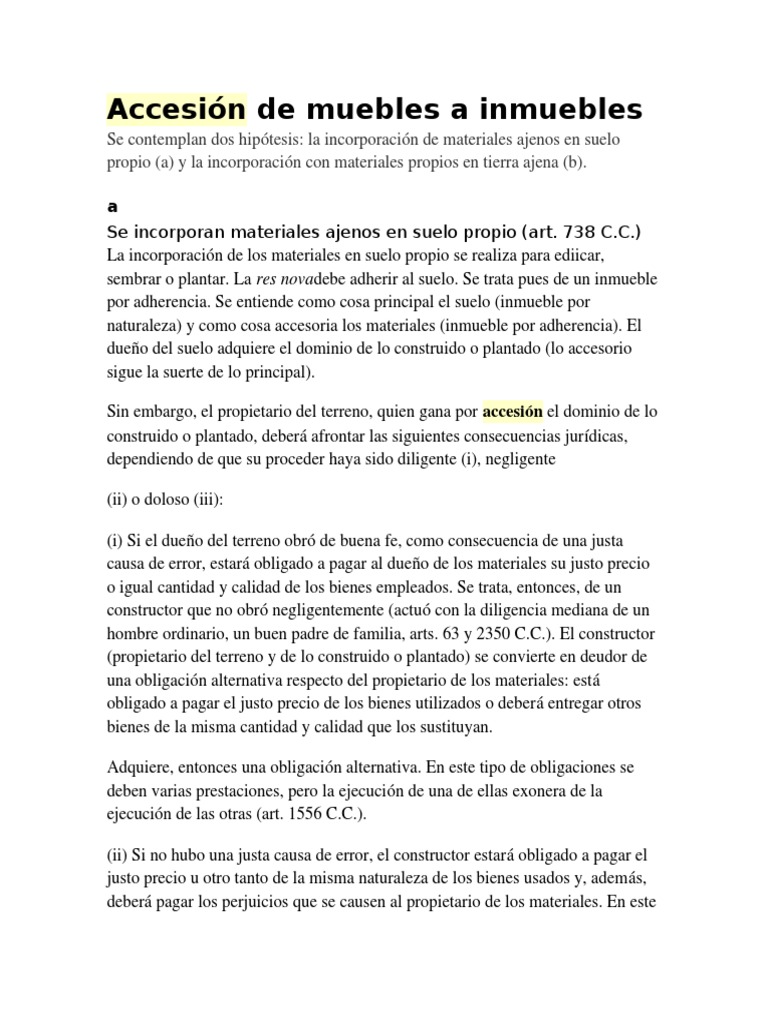 Accesión de Mueble a Inmueble | Propiedad | Ley común | Prueba gratuita ...