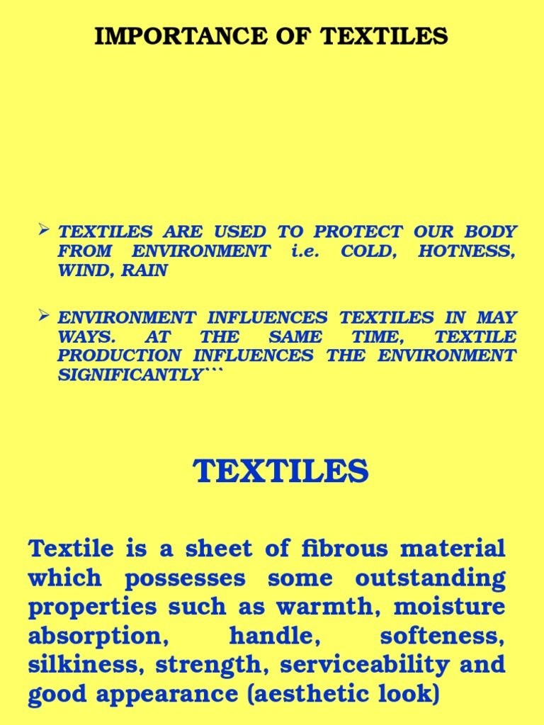Importance of Textiles and Fabrics | PDF | Loom | Textiles